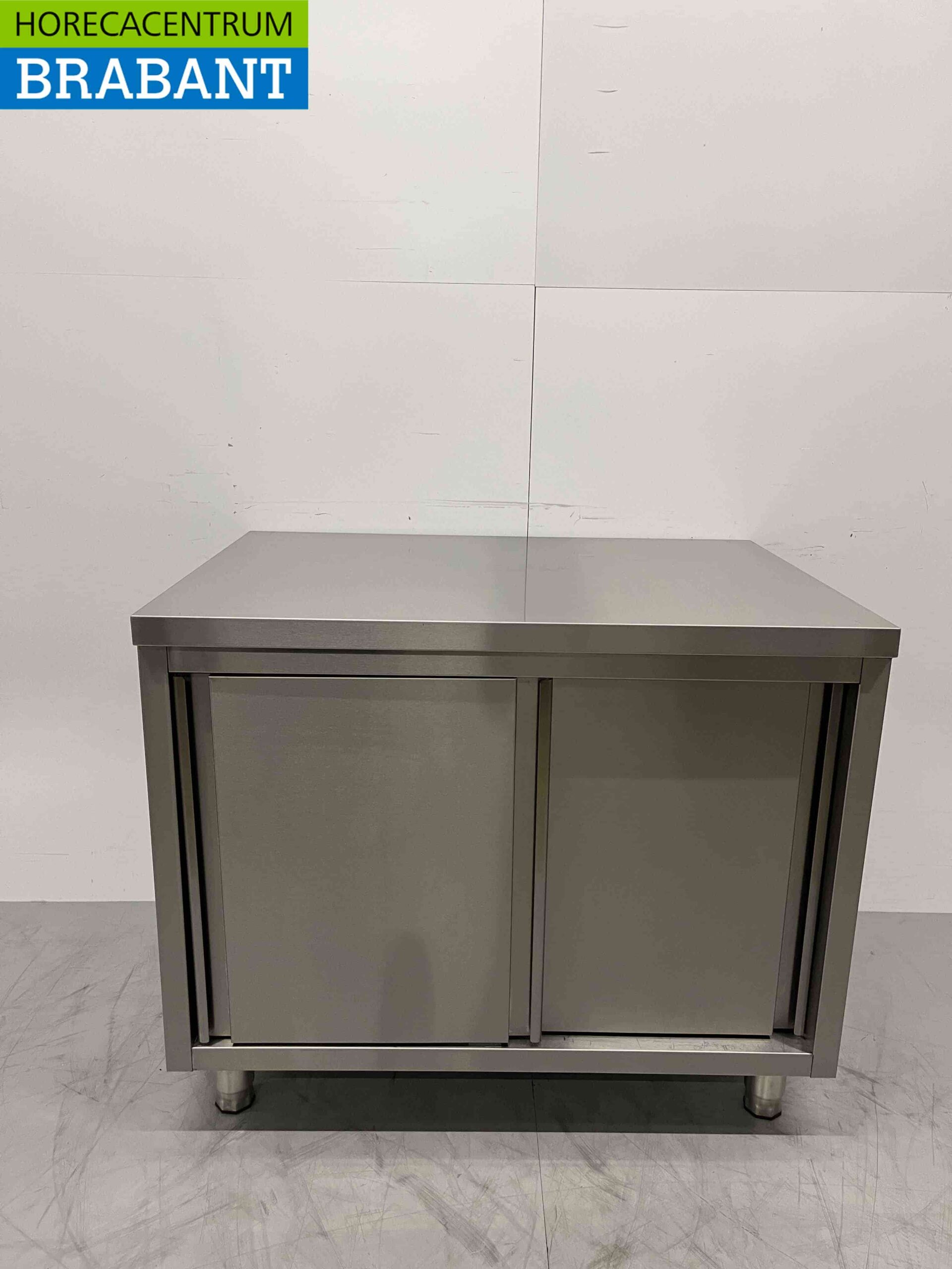 Stainless steel Work Cupboard Cabinet Work Table 2 sliding doors 100 cm ...