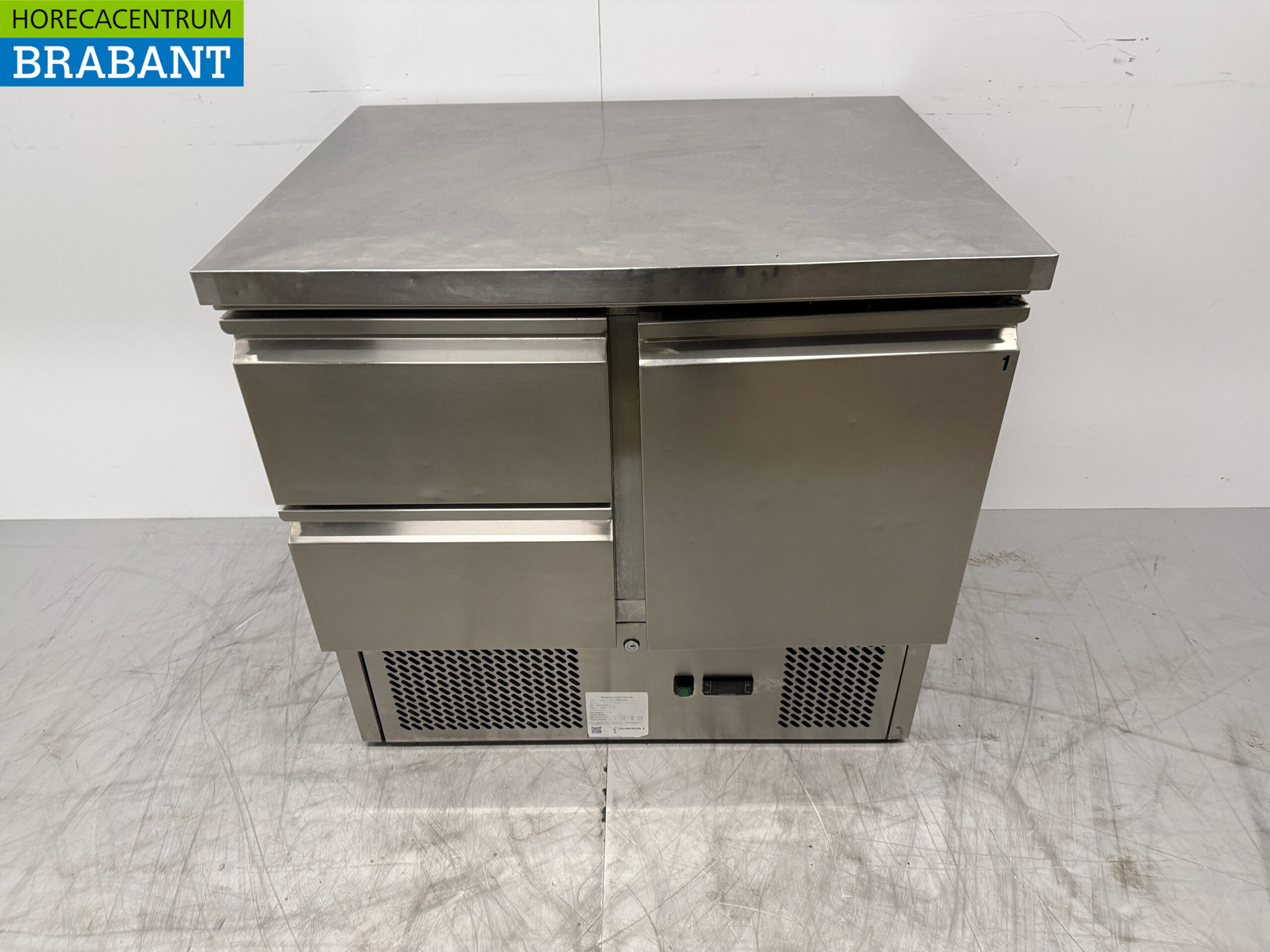 Stainless steel Refrigerated Workbench 1 Door and 2 Drawers 90.5 cm ...