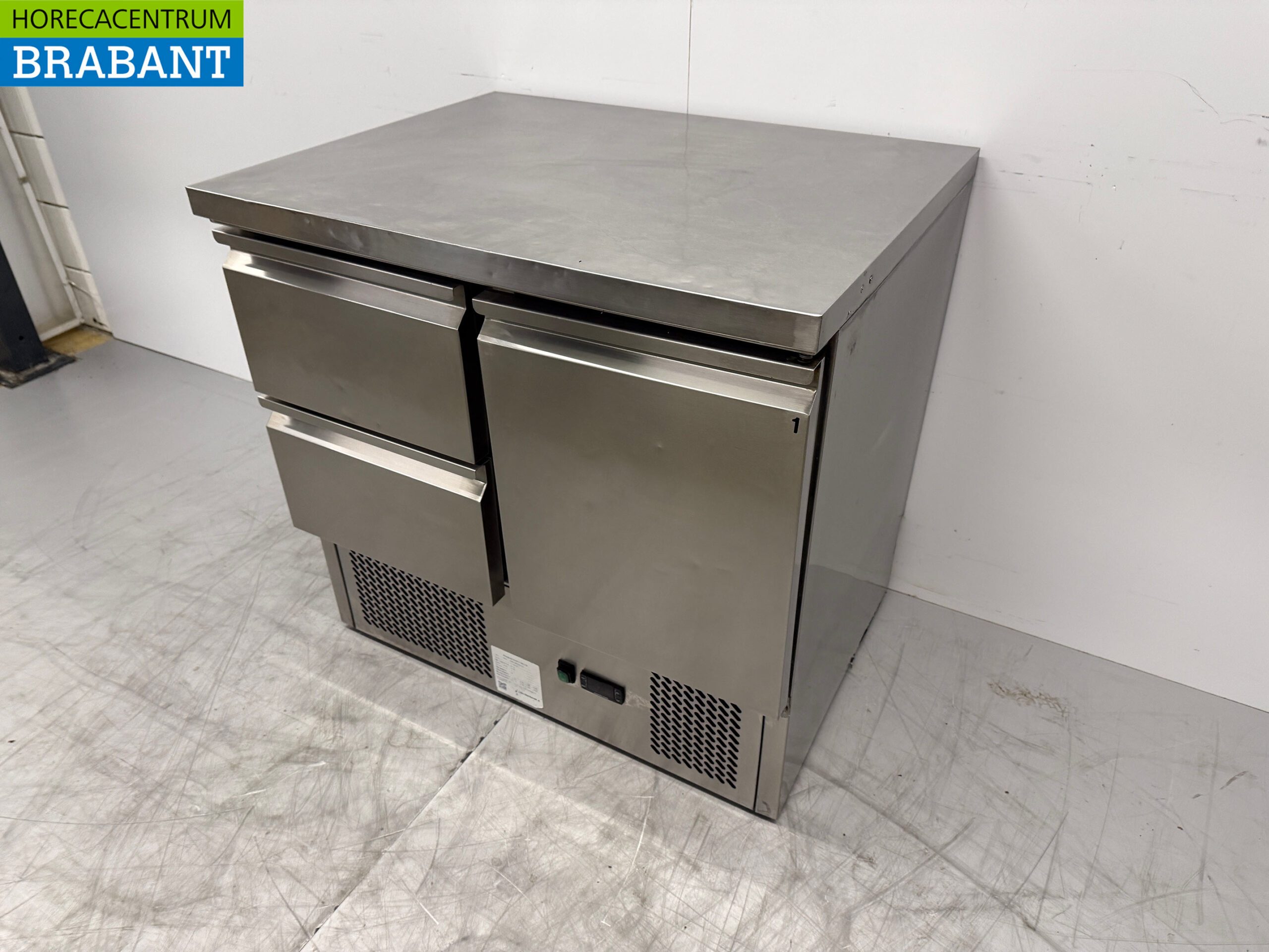 Stainless steel Refrigerated Workbench 1 Door and 2 Drawers 90.5 cm ...