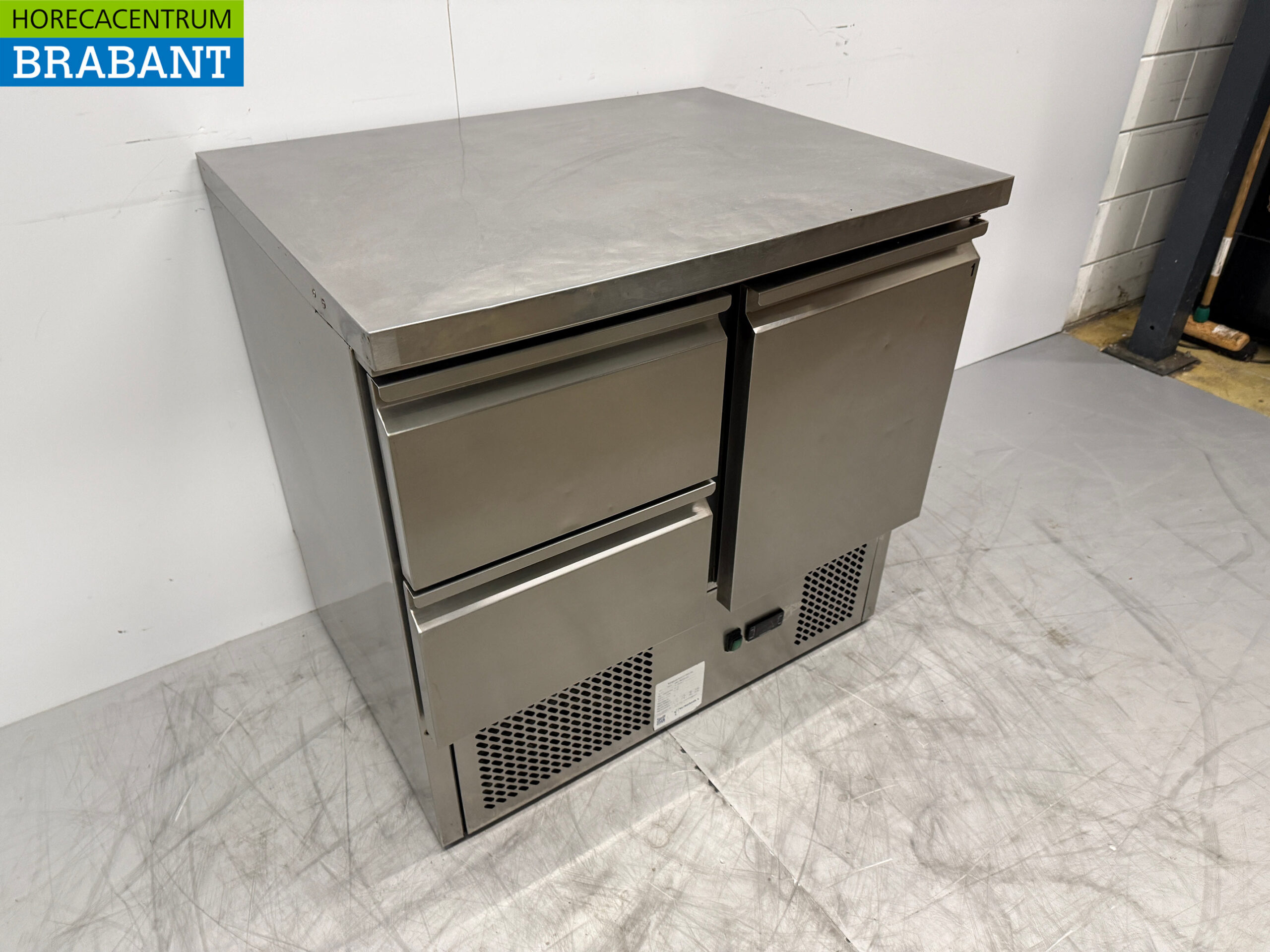 Stainless steel Refrigerated Workbench 1 Door and 2 Drawers 90.5 cm ...