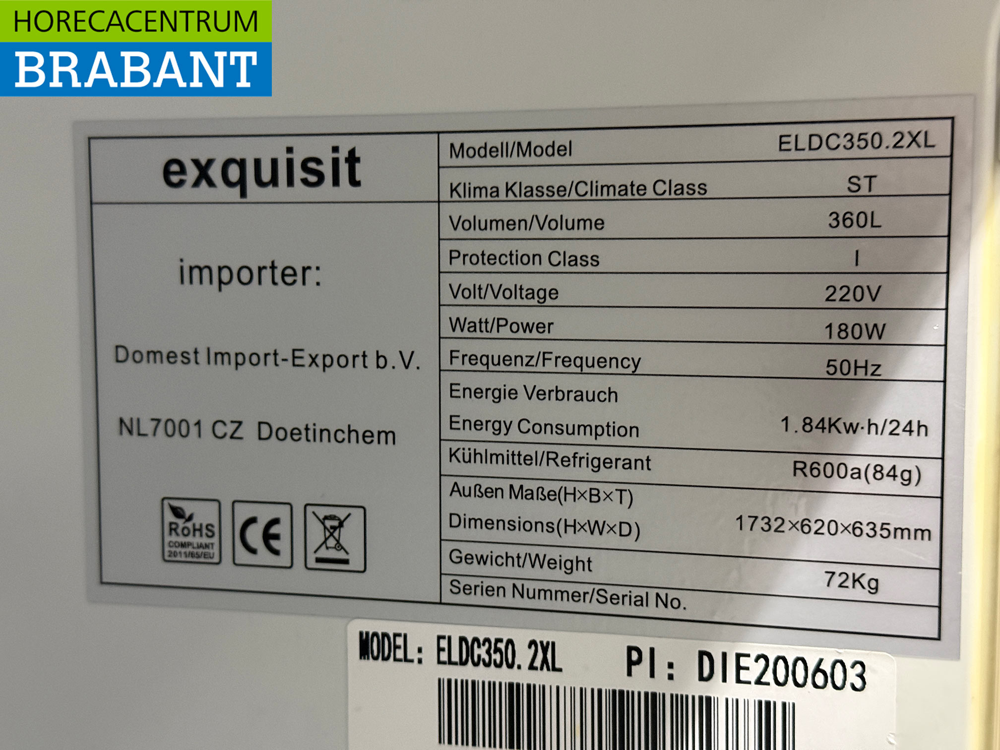 Exquisit Glass Door Refrigerator 360 liters 230V Catering - Catering ...